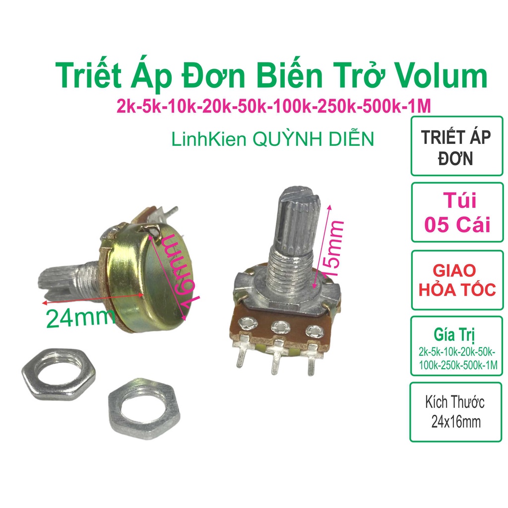 Combo of 5 Volum potentiometers Single potentiometer WH148 B 1M ...