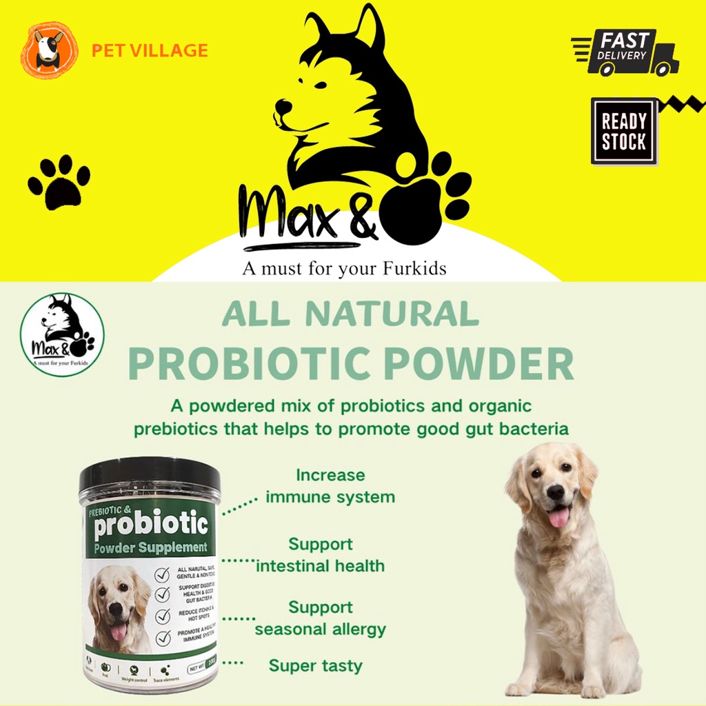MAX & PAW All Natural Organic Prebiotic & Probiotic Pet Supplement ...