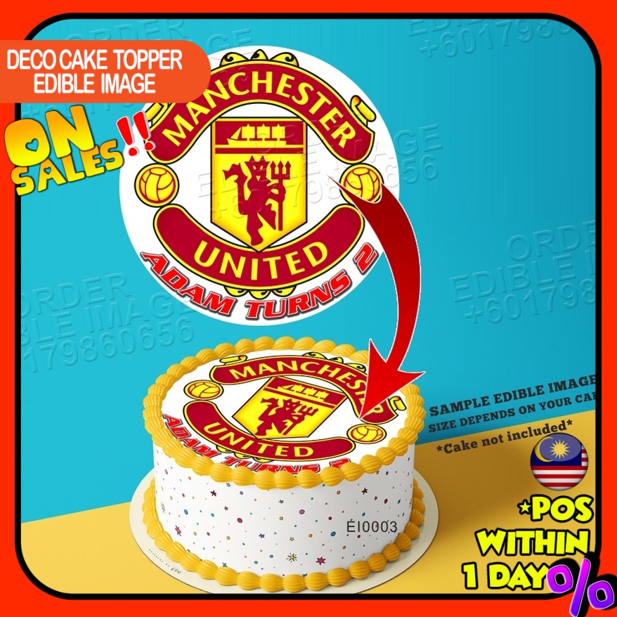 Printing EI MU Manchester United Football Edible Image Print Cake Photo ...