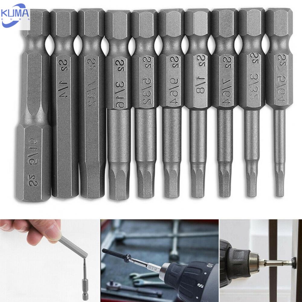 10PCS Magnetic Hexagon Screwdriver Bits Set Steel 1/4 Inch Metric 50mm ...