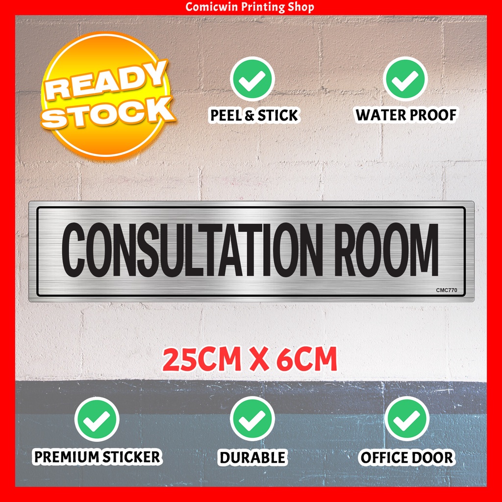 CMC770 Room Tag Special Silver Sticker (25 x 6 cm) Consultation Room ...