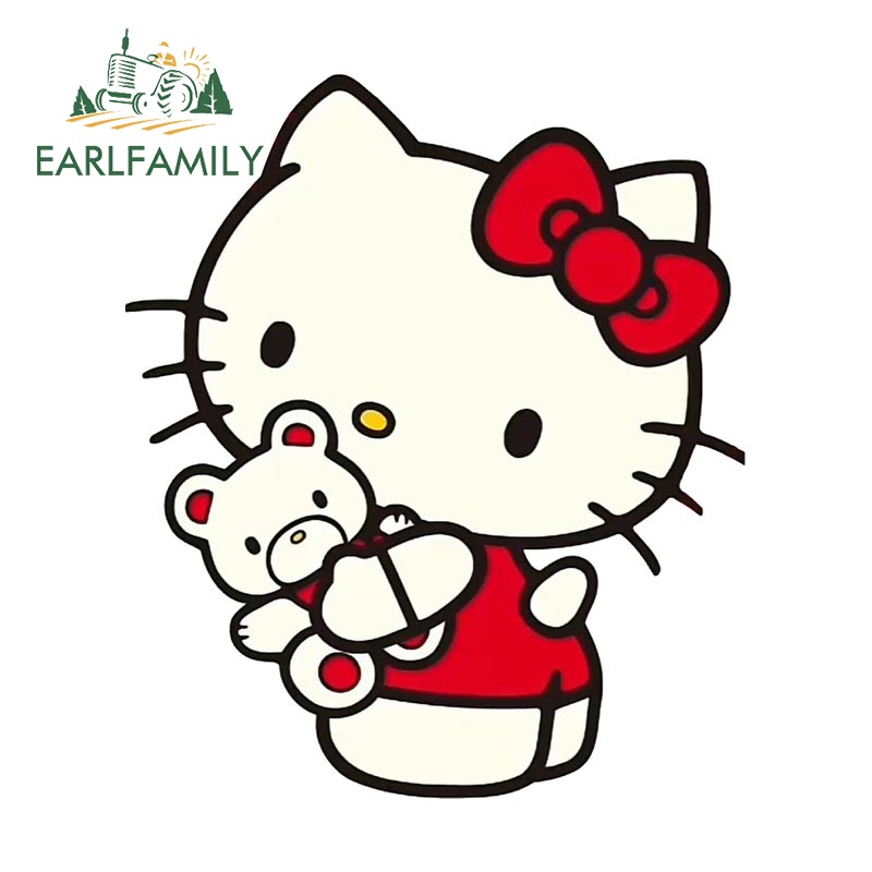 EARLFAMILY 13cm x 11.1cm Hello Kitty Car Stickers Vinyl Waterproof ...