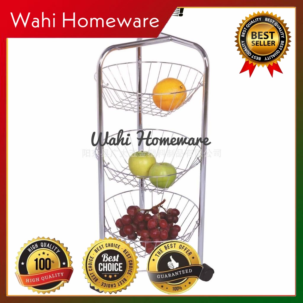 [Wahi Homeware] Rak Bawang Stainless Steel 3 Tier Kitchen Rack Storage ...