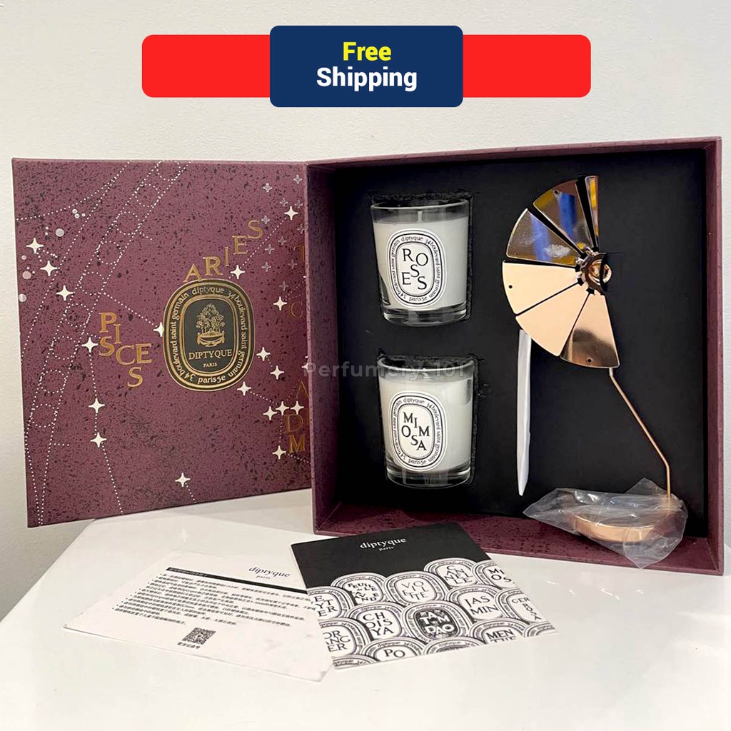 DIPTYQUE CAROUSEL SCENTED CANDLE 2IN1 SET (ROSES,MIMOSA) WPB | Shopee ...