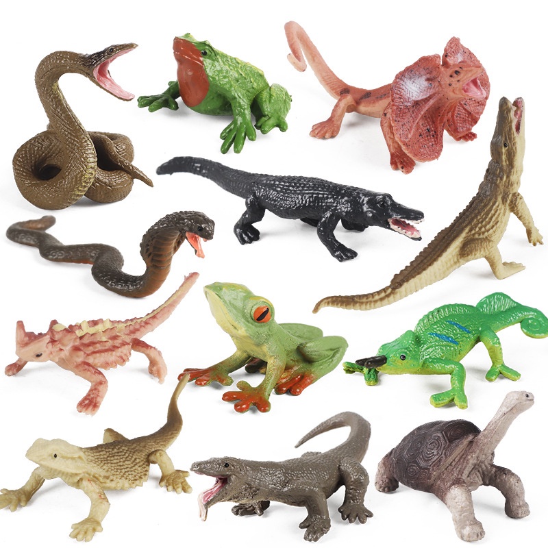 Simulation reptile mini lizard crocodile cobra amphibian set model ...