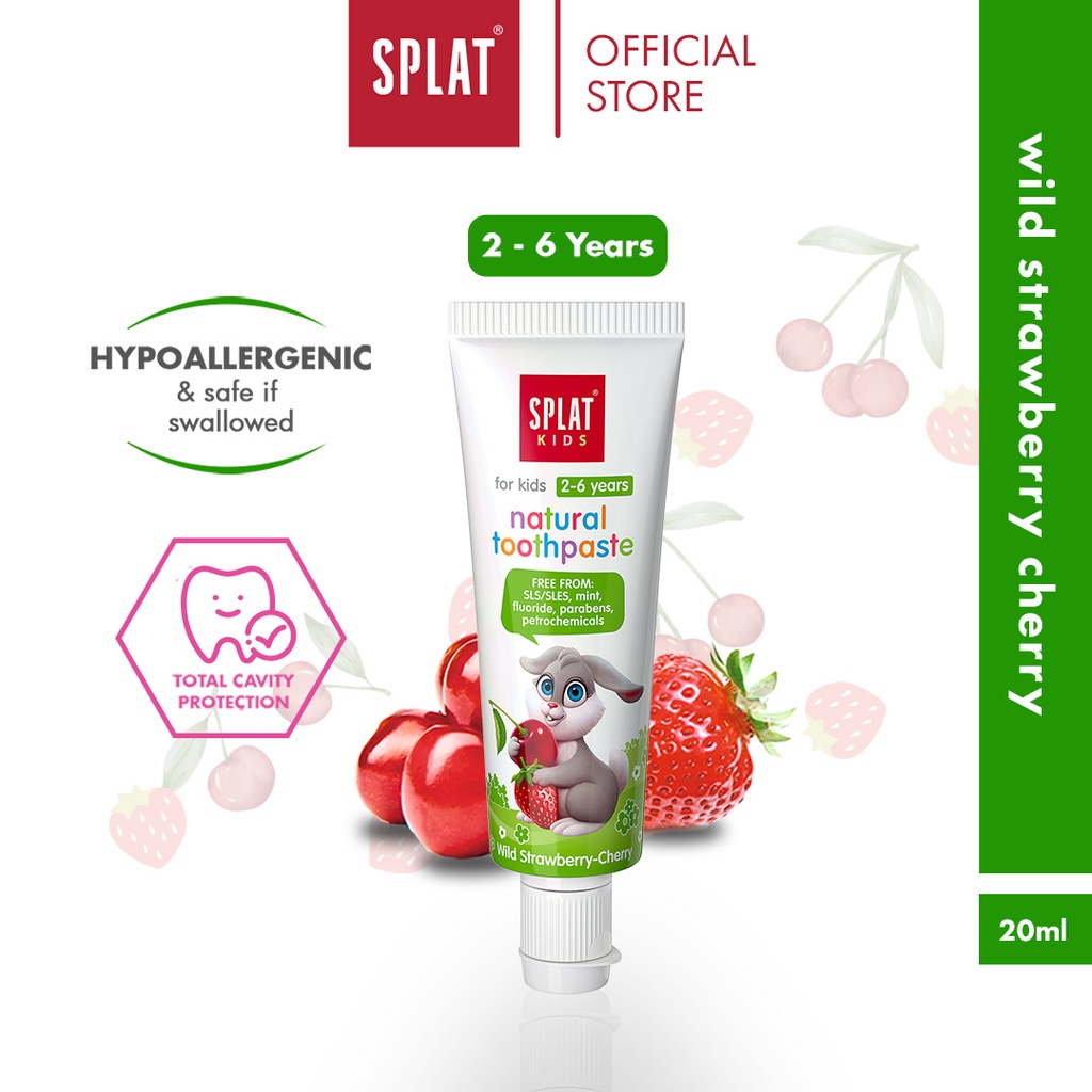 Splat Kids Series Toothpaste Ages 2-6 - Wild Strawberry Cherry (20ml ...