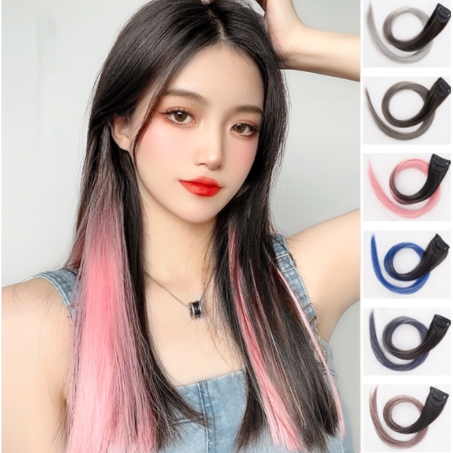 Female Wig Hair Extensions Gradient Color Hair Hanging Ear Dye One Clip ...
