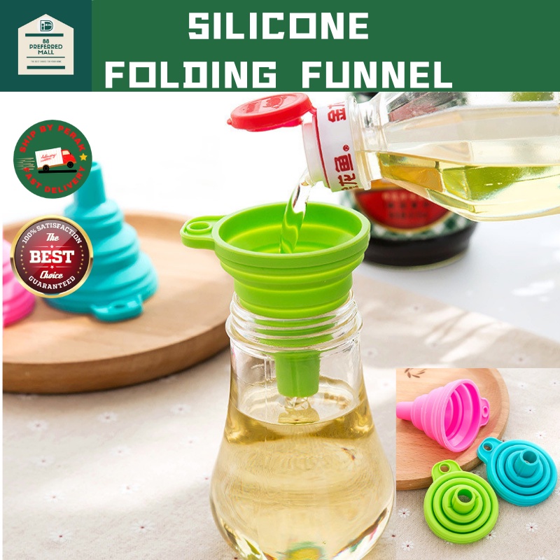 Funnel Corong Mini Silicone Folding Funnel Portable Home Kitchen Liquid ...