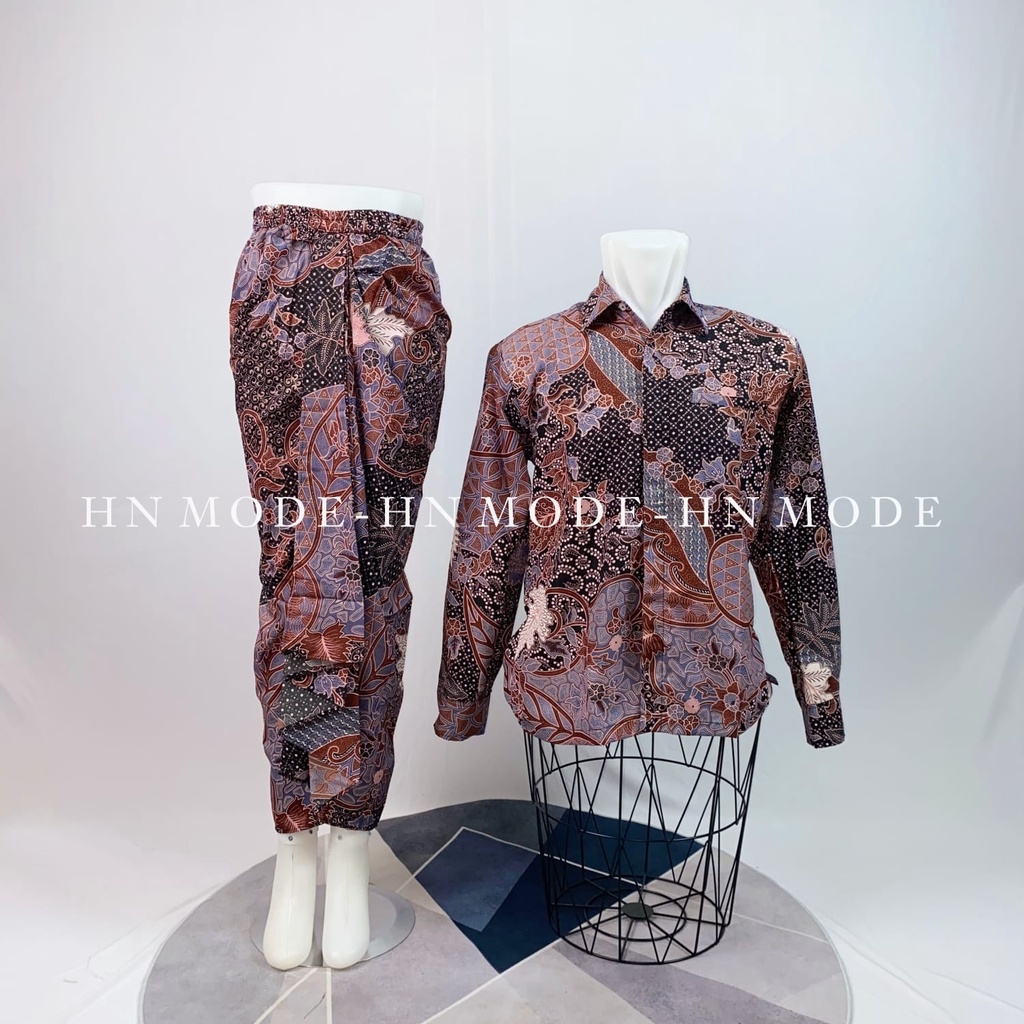 KEMEJA HN MODE - Couple batik shirt, instant pleated skirt, mix long ...
