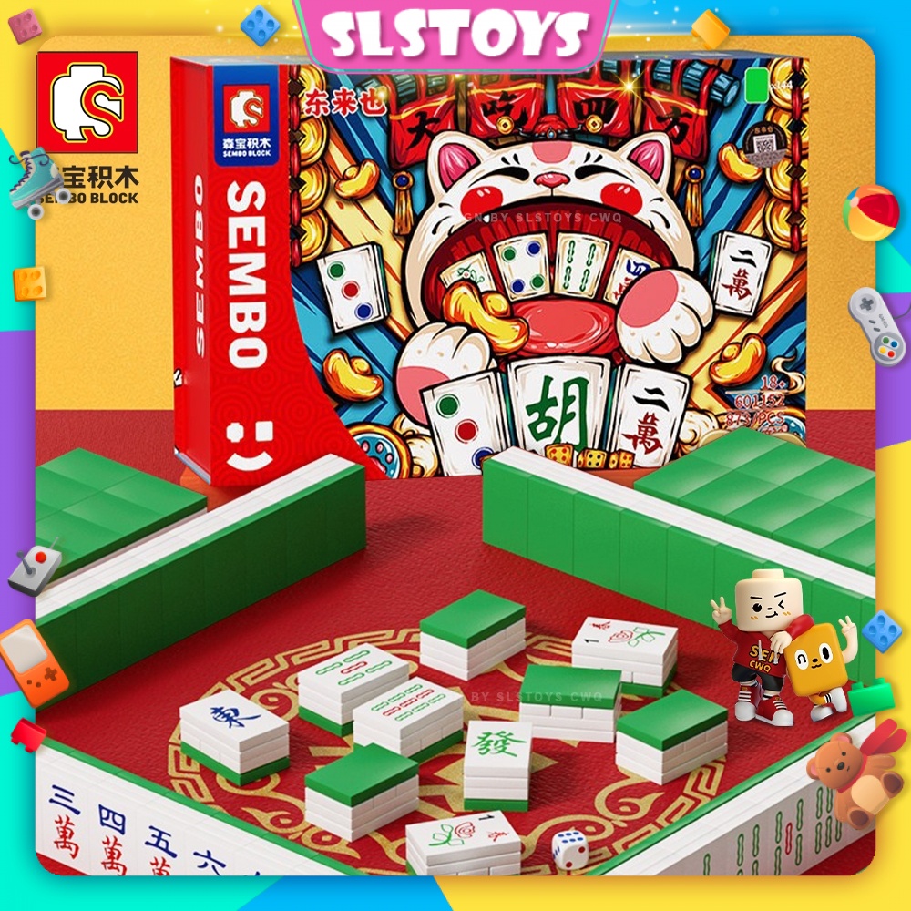 Sembo Block 601152 Mini Mahjong Playset Playing Mat Storage CNY Chinese ...