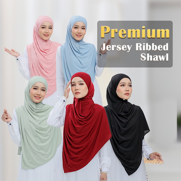 Zephia Tudung Shawl Premium Jersey Ribbed Ironless Shawl Malas Shawl instant Tudung shawl murah ...