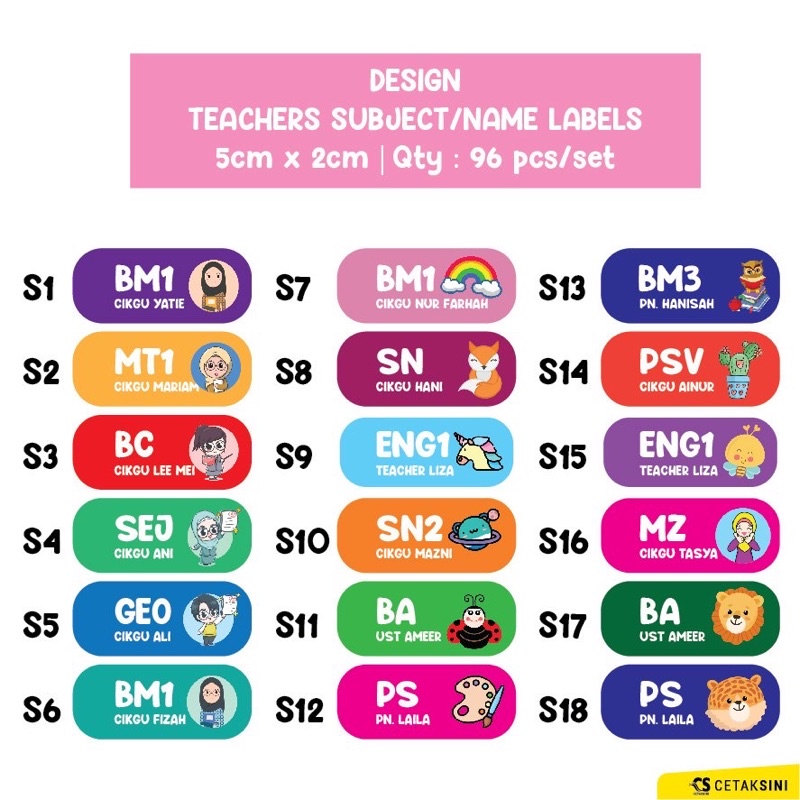 Sticker Subjek & Nama Guru | Shopee Malaysia