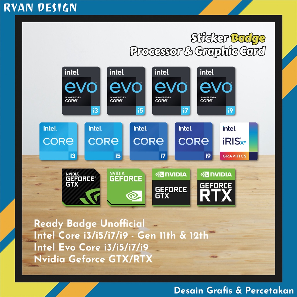 Sticker Logo Intel Core i3 i5 i7 Gen 11 Gen 12 Sticker Nvidia Geforce ...
