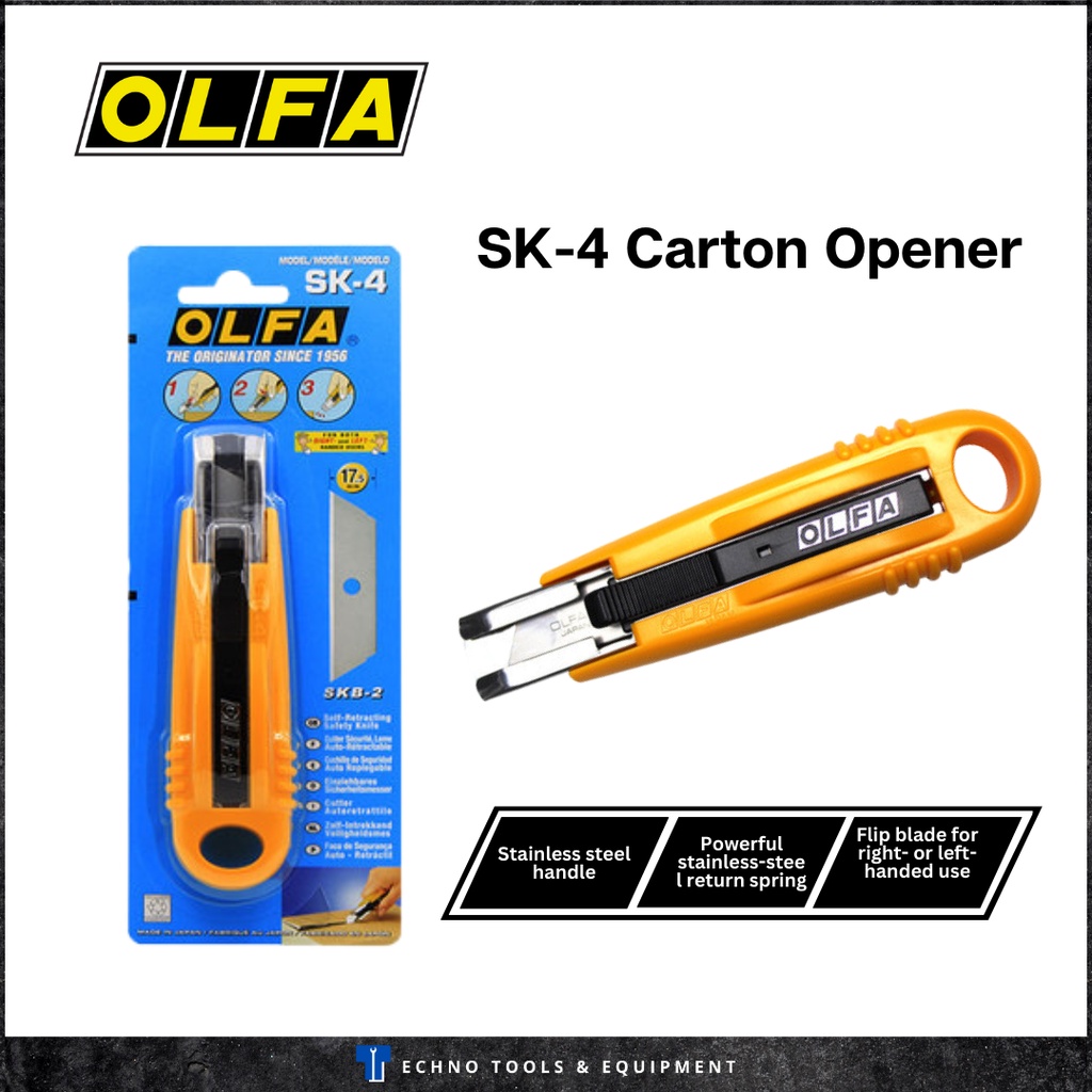 OLFA SK-4 Semi-Automatic Self-Retracting Safety Knife/Blade Opener Cutter | Shopee Malaysia