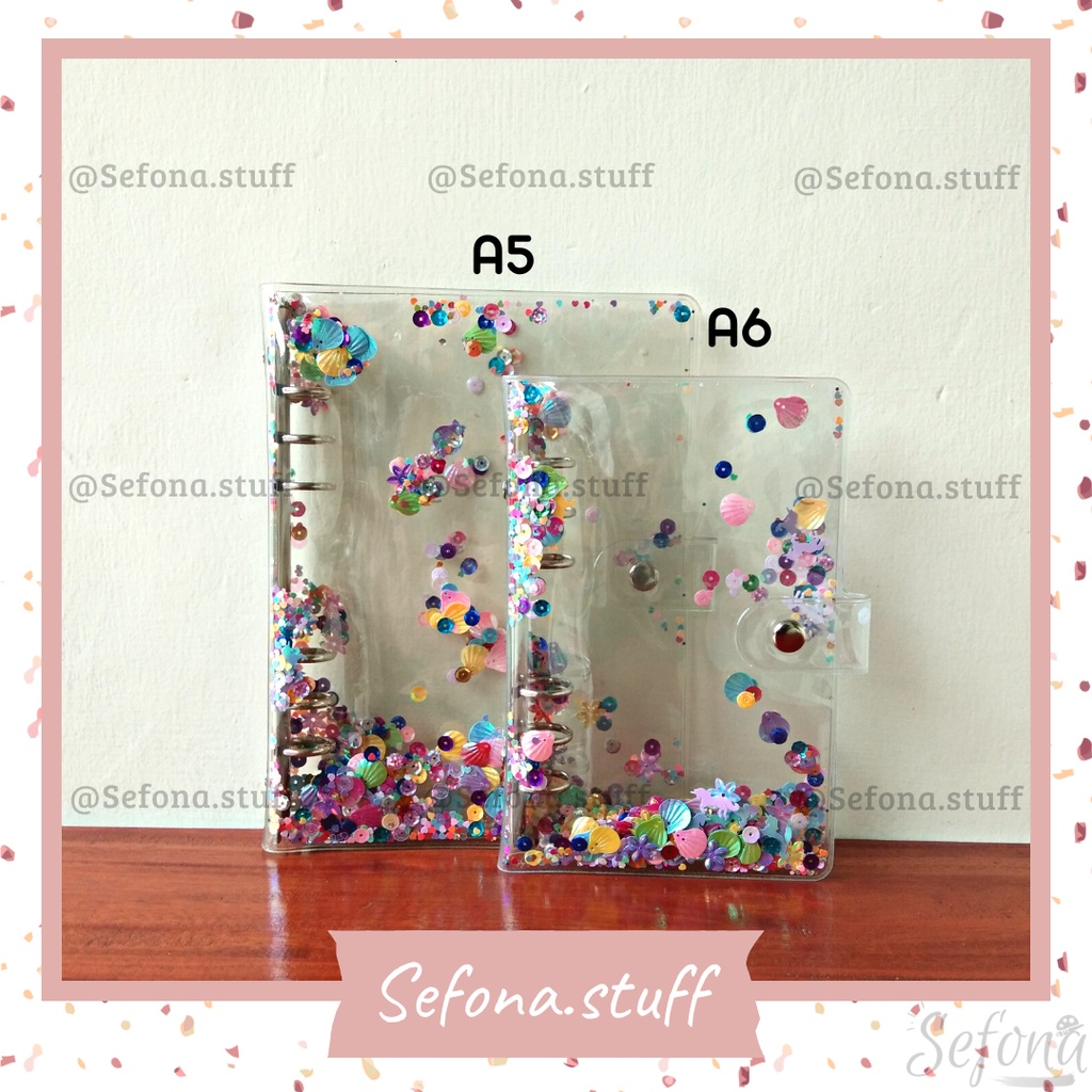 Transparent Sequin Bead Binder Cover A5 & A6 6 Ring Binder Photocard ...
