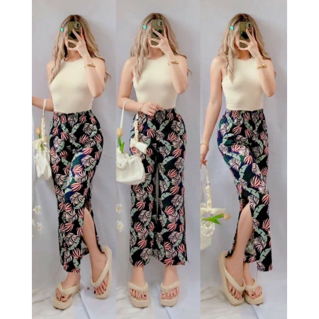 BOHO WIDE LEG SQUARE PANTS W/ SIDE SLIT (S-M) | Shopee Malaysia