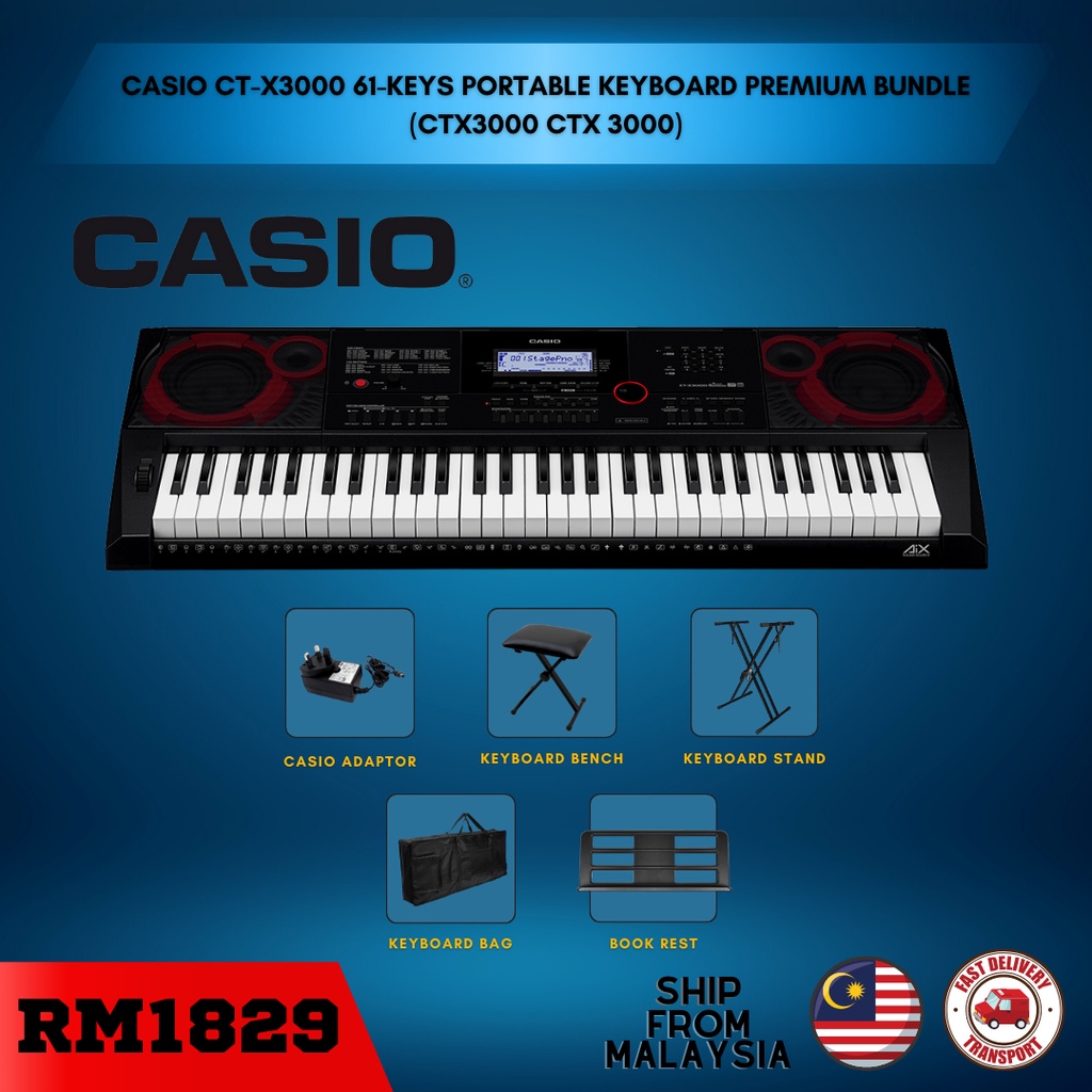 Casio CT-X3000 61-Keys Portable Keyboard Premium Bundle (CTX3000 CTX 3000) | Shopee Malaysia