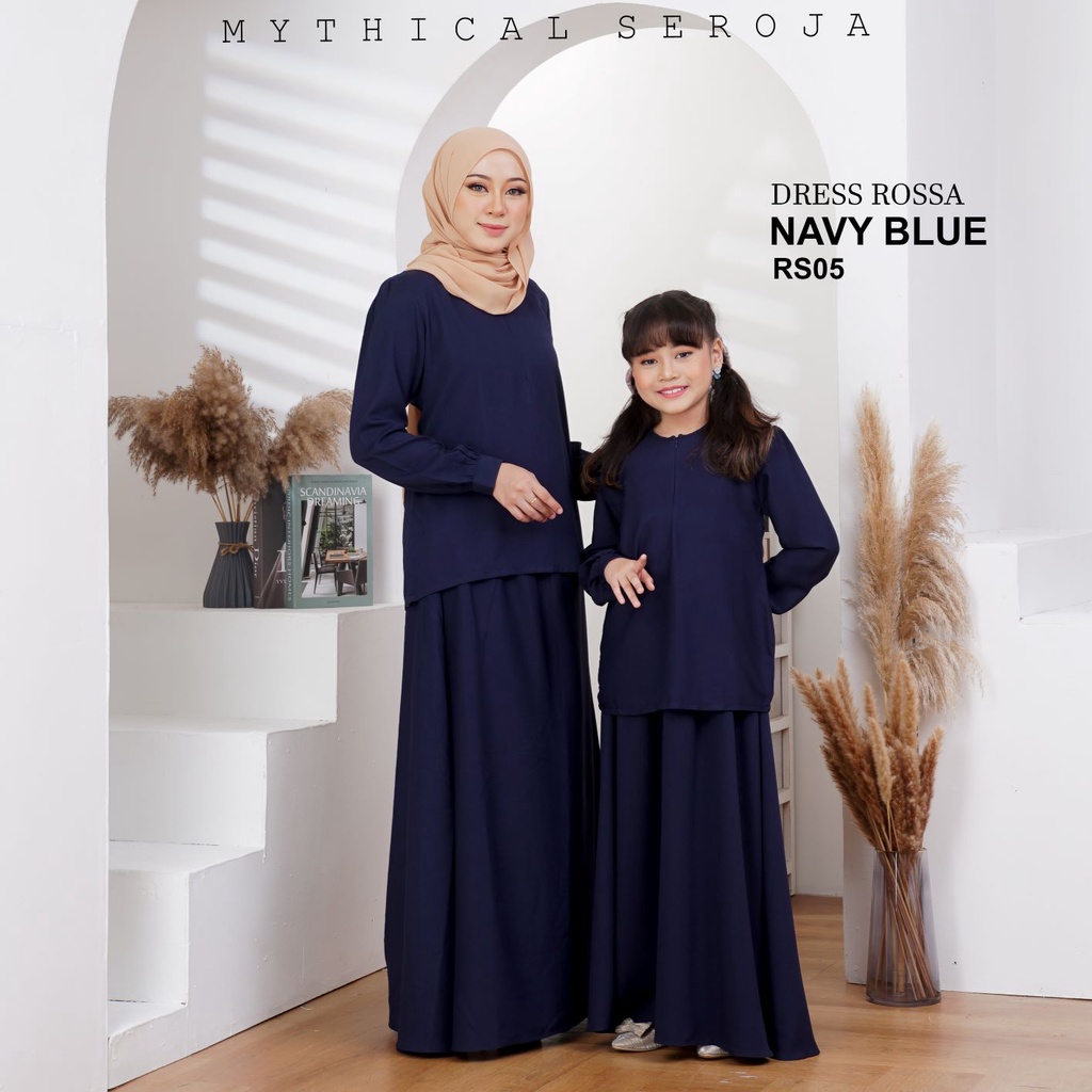 Dress Rossa Plain Ready Stock - Dewasa Dan Kanak2 NAVY BLUE/BROWN/BABY ...