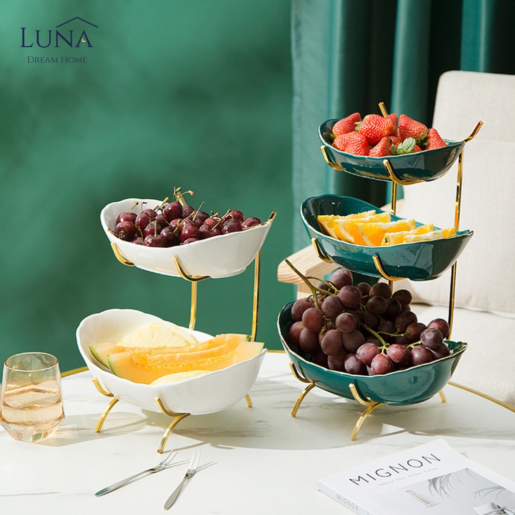 LUNA [Danny Boat Fruit Stand] Ins Ceramic Food Storage Set Serving Gold ...