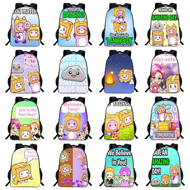 Lankybox Backpack Cartoon Schoolbag Bookbag College Travel Student ...