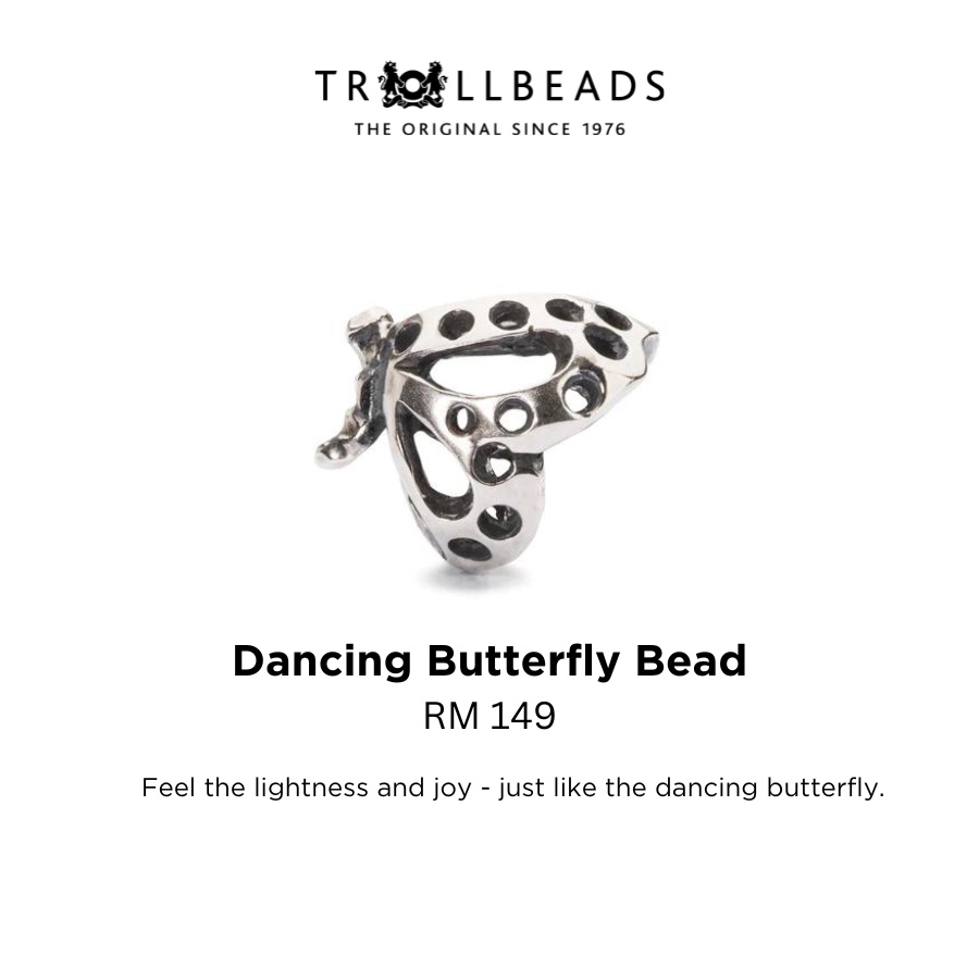 TrollBeads Dancing Butterfly Bead - Silver | Shopee Malaysia