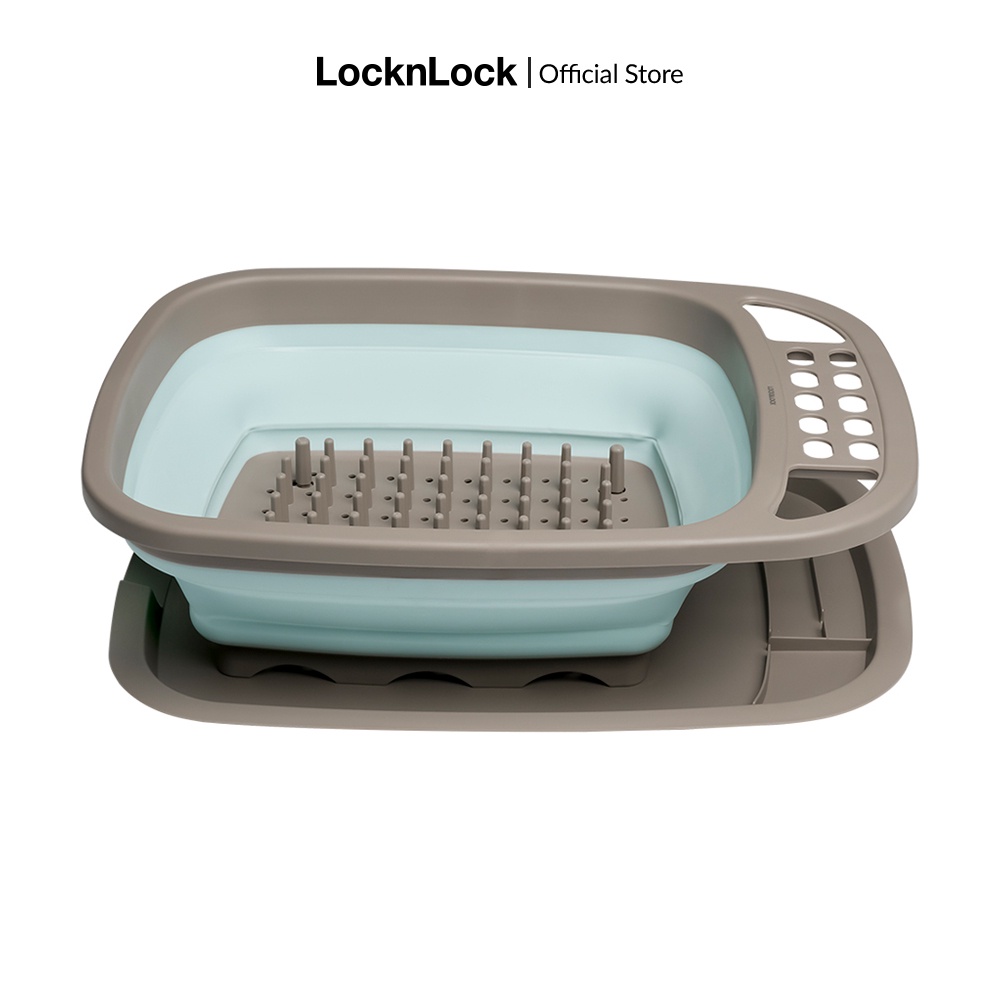 Foldable dish rack with drip tray Lock&Lock, 480x375x63mm - gray ...