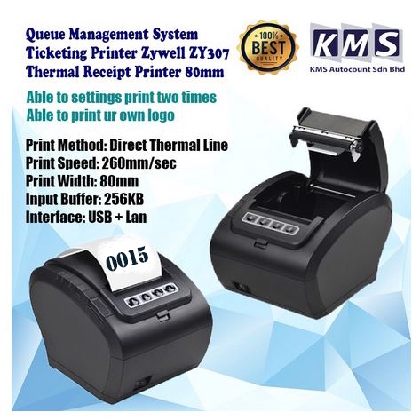 Queue Management System Ticketing Printer Zywell ZY307 Thermal Receipt ...