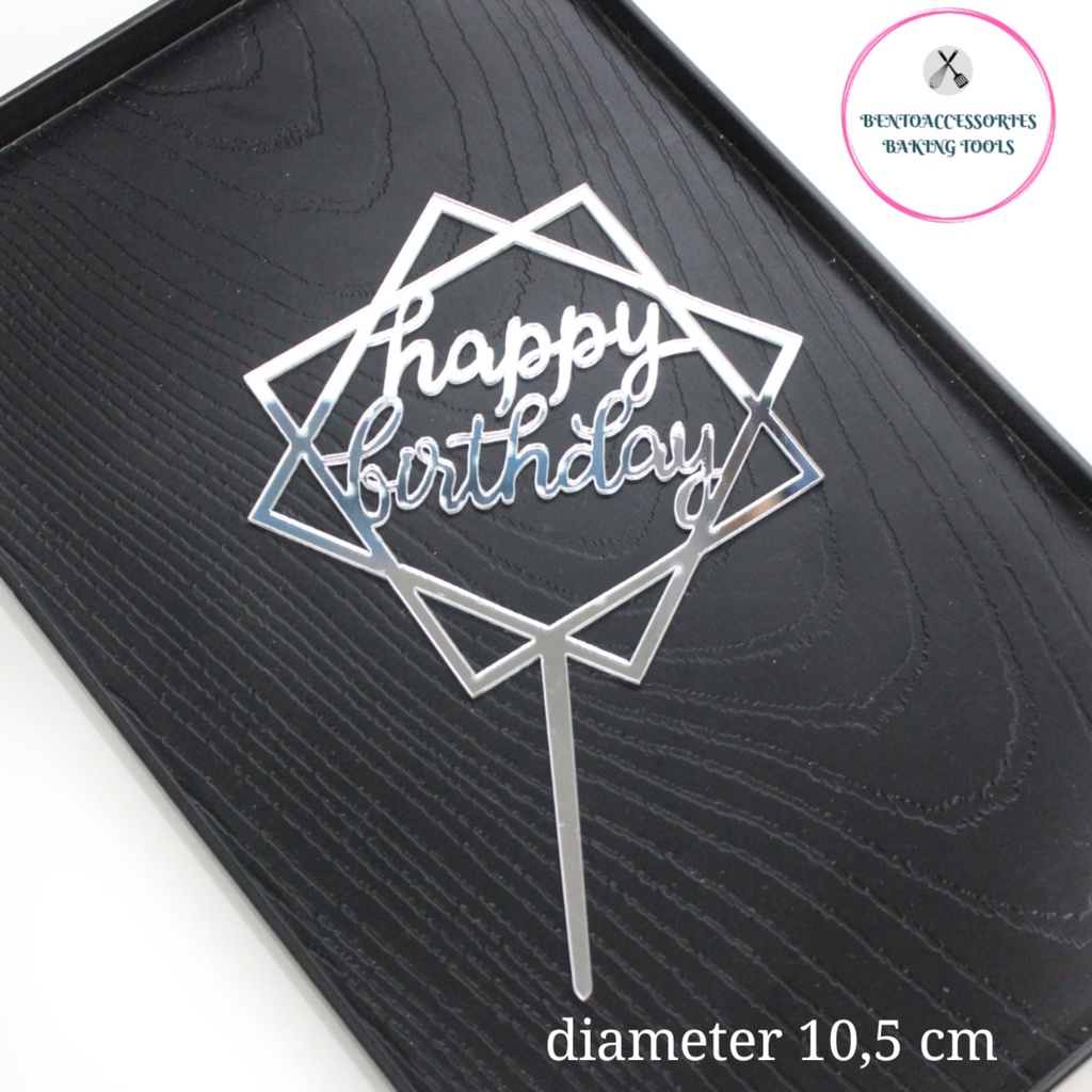 Cake Topper happy birthday acrylic silver Star Cake Topper | Shopee ...