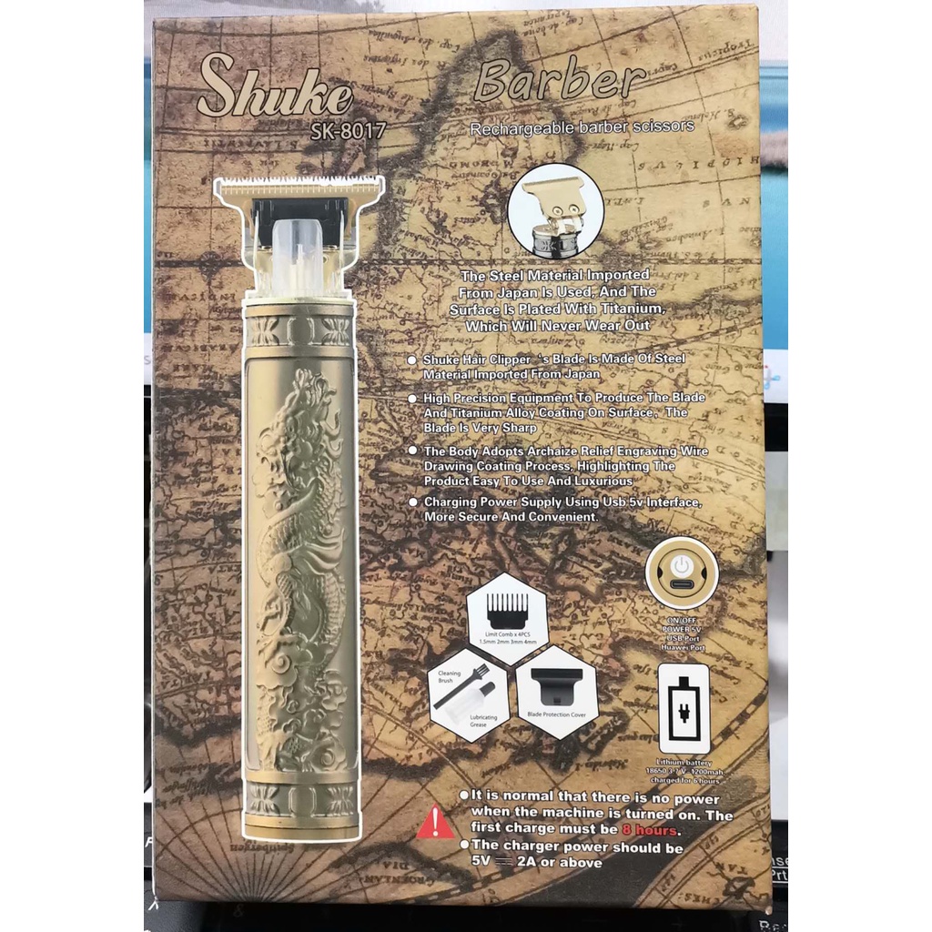 Shuke SK-8017 Barber Rechargeable Barber Scissors Limit Comb 4pcs ...
