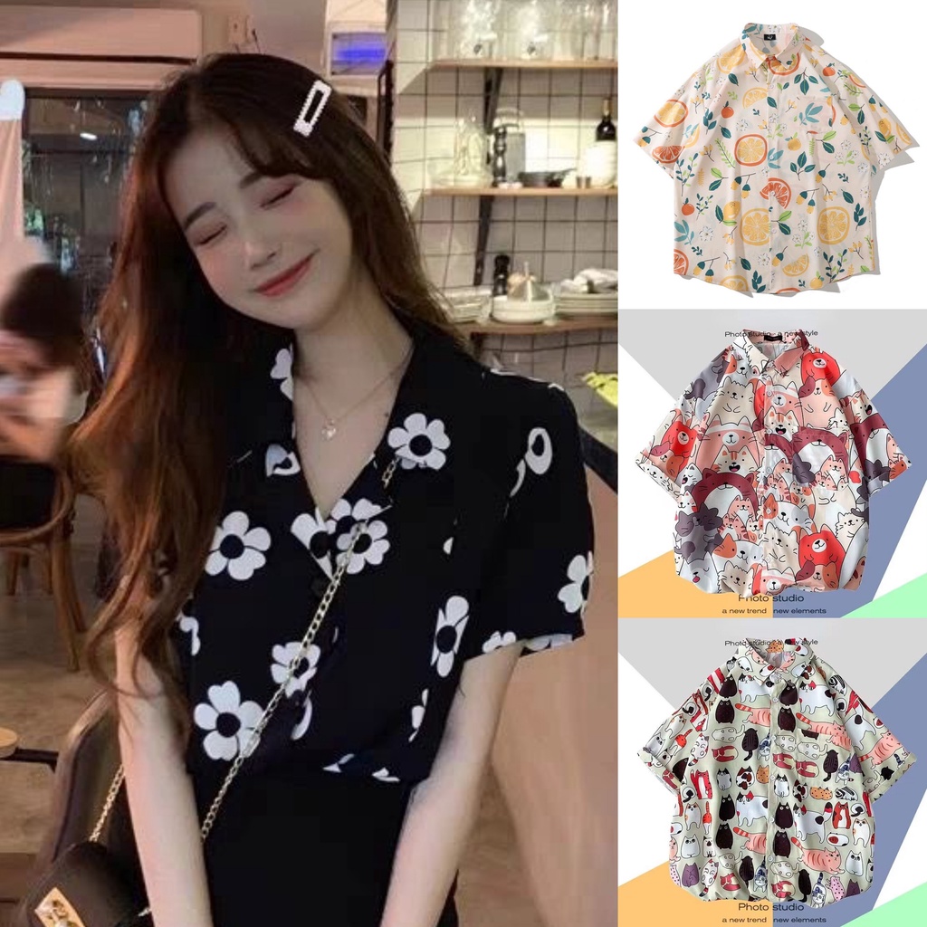 Casual Chiffon Cartoon Pattern Printed Men's and Women's Short Sleeve ...