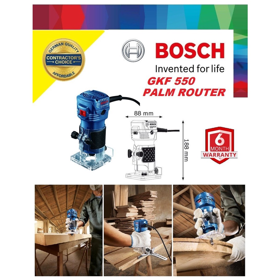 Bosch GKF 550w (1/4-inch / 6mm) Palm Router | Shopee Malaysia
