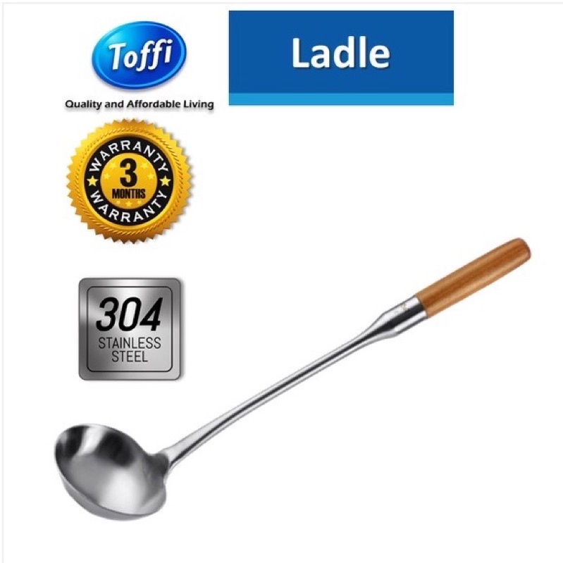 TOFFI Ladle wooden handle stainless steel S/M/XL_Senduk steel_Senduk ...