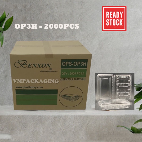 【1 Carton】OP3H Benxon OP-3H Plastic Tray Bakery Disposable Plastic ...