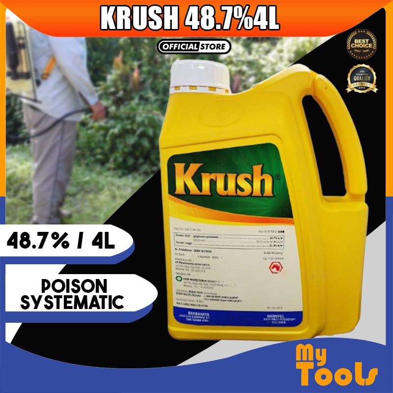 Mytools KRUSH 4 Liter Glyphosate-Potassium 48.7% Herbicide Racun Rumput ...
