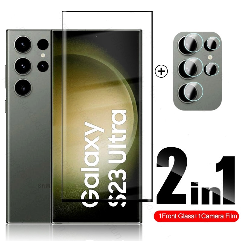 2 IN 1 Tempered Glass For Samsung Galaxy S23 S 23 Ultra Plus S23 ...
