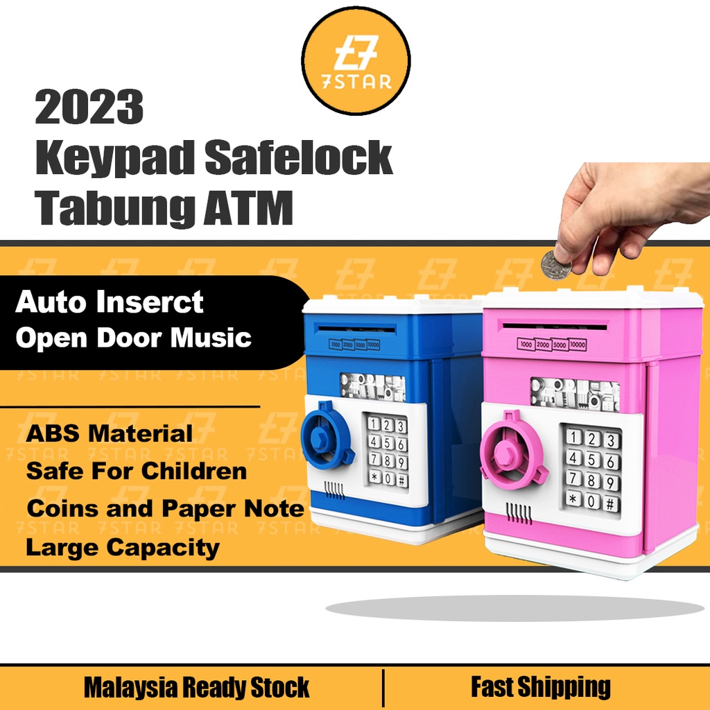 7star Password Piggy Bank Money Safe Sound Effect Strongbox Home ATM ...