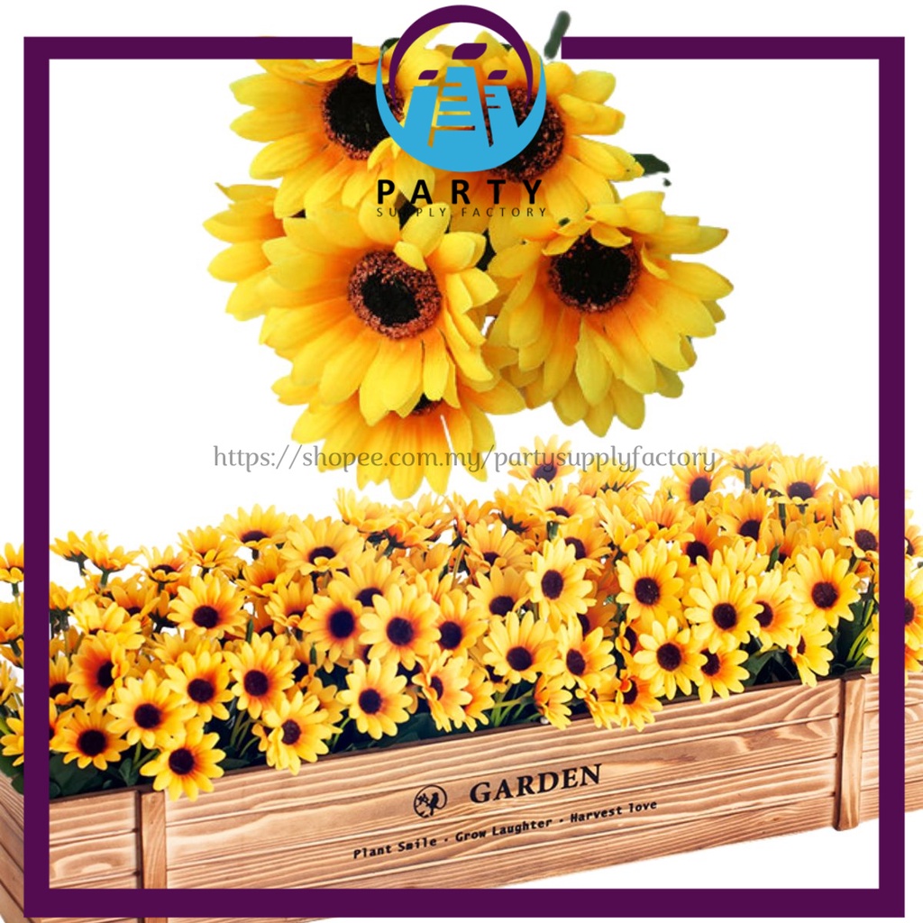 5 Head Artificial Sunflower Flowers Bouquet /bouquet / Bunga Matahari 5 ...