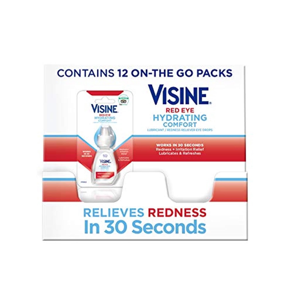 Visine Red Eye Hydrating Comfort Redness Relief and Lubricant Eye Drops ...