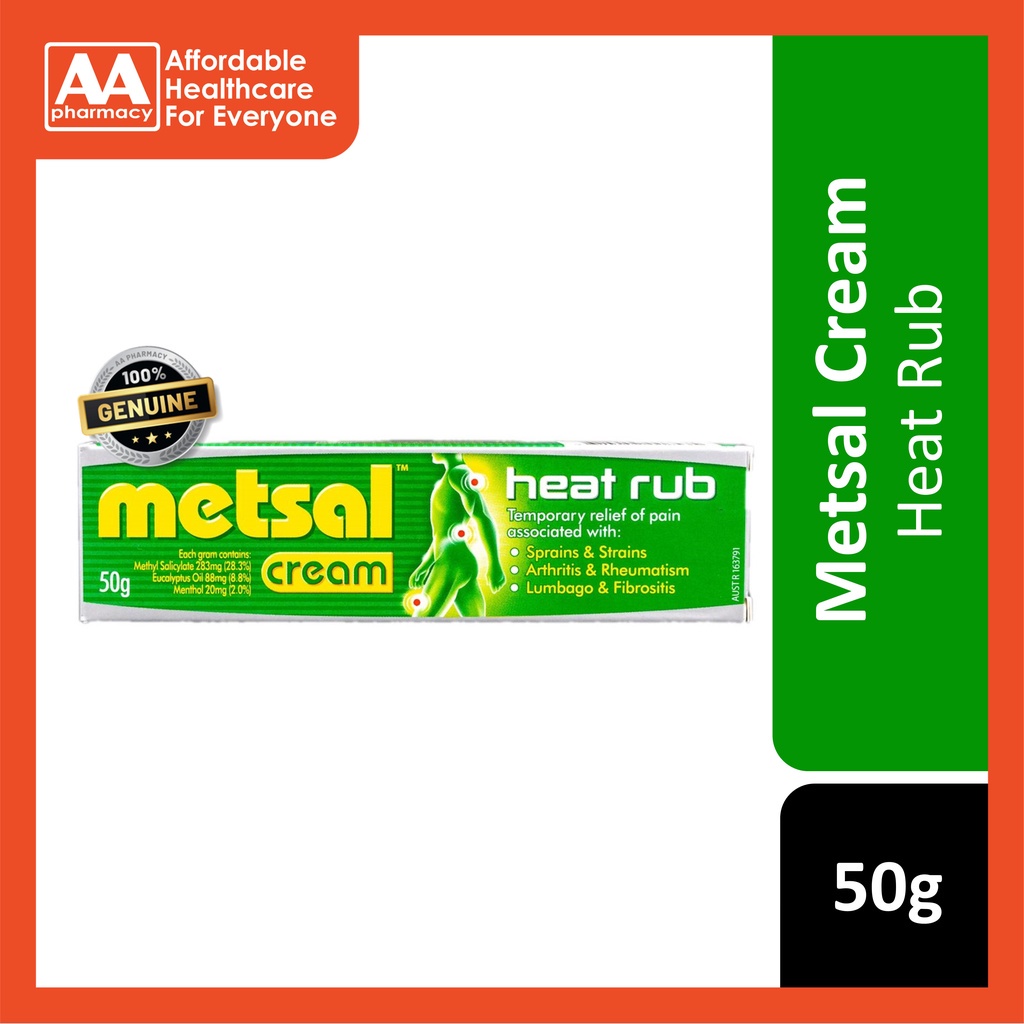 Metsal Cream Heat Rub 50gm (Relief of Pain Associated With Strains of ...