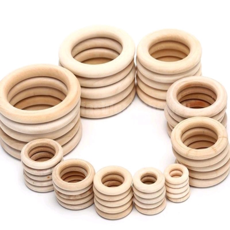 KAYU Natural solid wood Ring without joints 30mm - 70mm|| Macrame wood ...