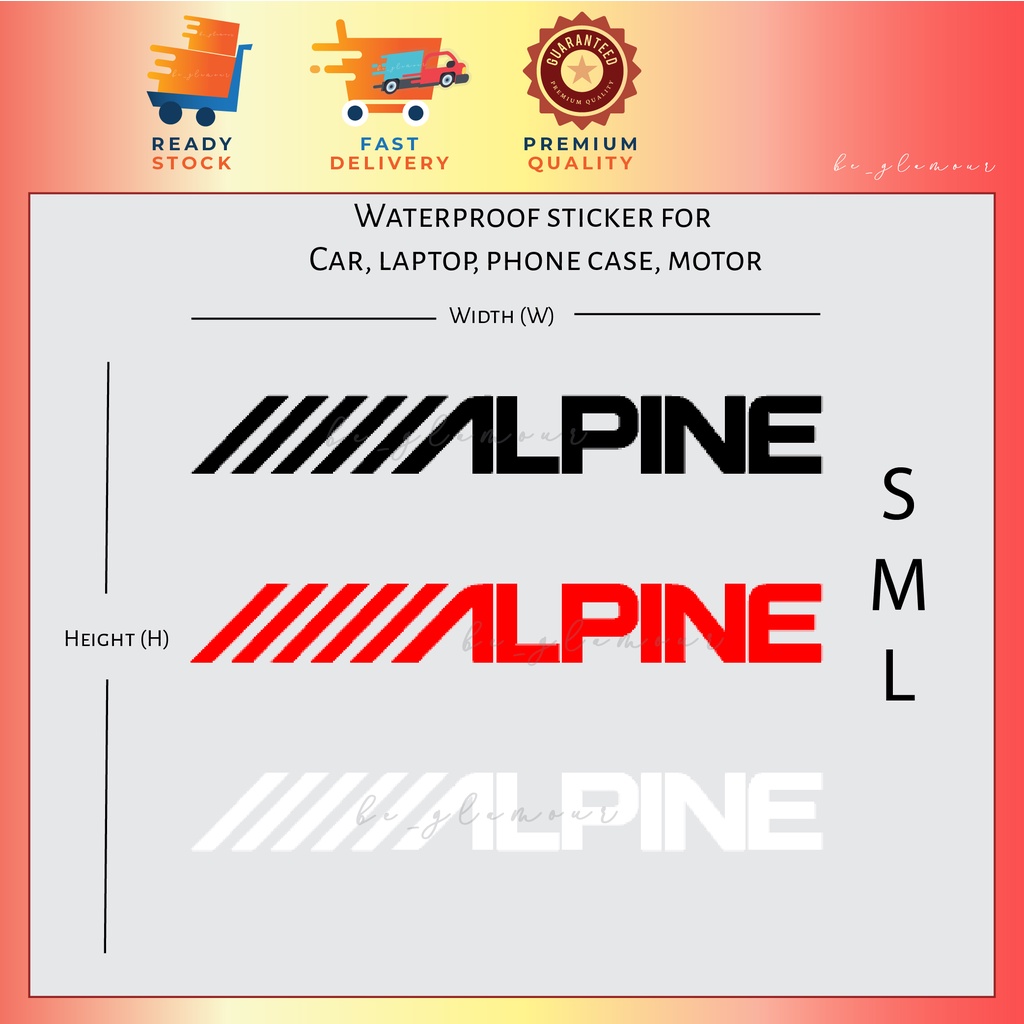 Alpine car sticker reflective stiker kereta motor helmet pantulan ...
