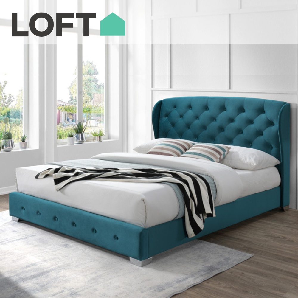 LOFT Living FRAZER Queen Size Bed Frame-Teal Katie queen fabric ...