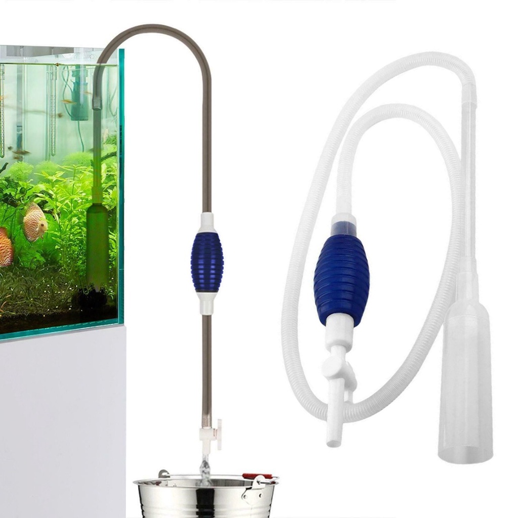 2-meter Aquarium Fish Tank Vacuum Hand Water Pump Syphon Gravel Cleaner ...