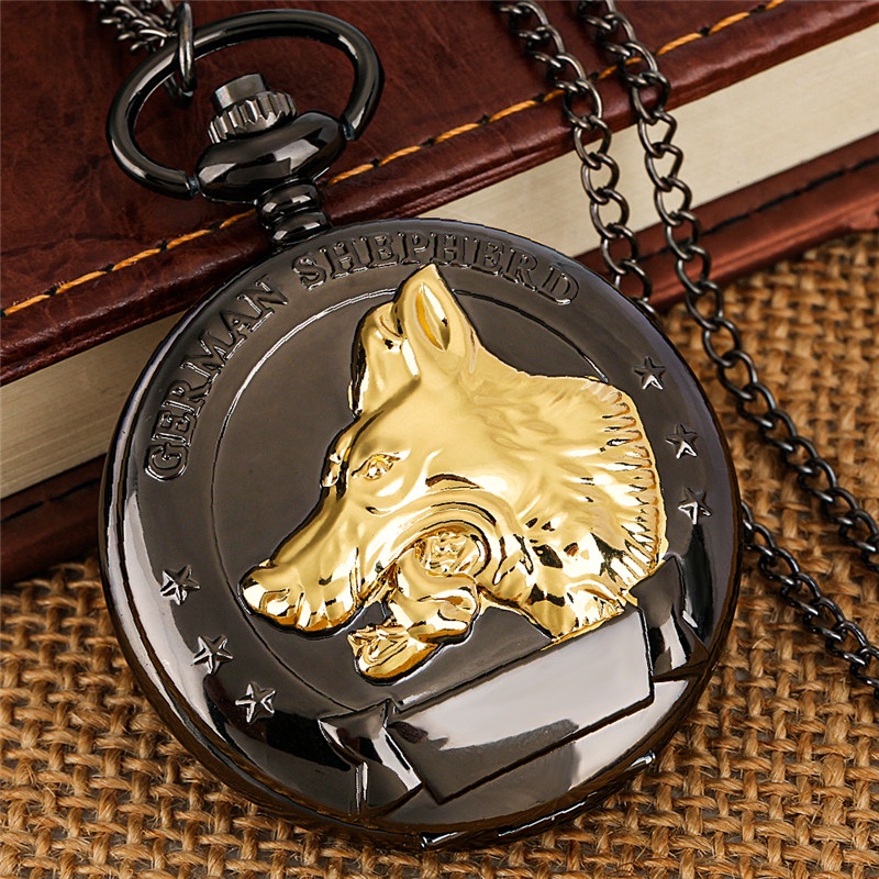 Retro Golden German Shepherd Dog Animal Design Men Women Quartz Analog ...