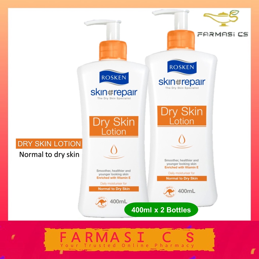 Rosken Skin Repair Dry Skin Lotion 400ml x 2 Bottles (TWIN) [ Normal to ...