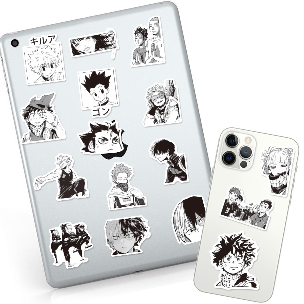 BLACK and WHITE ANIME Series 50 pcs DIY Waterproof Non Repeating ...