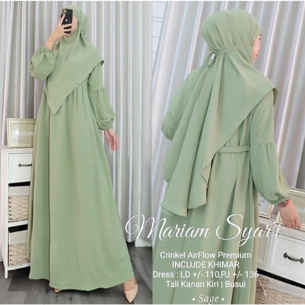 HIJAU Hasanah Syari Plus Khimar Latest sage Green Color/Latest Eid ...