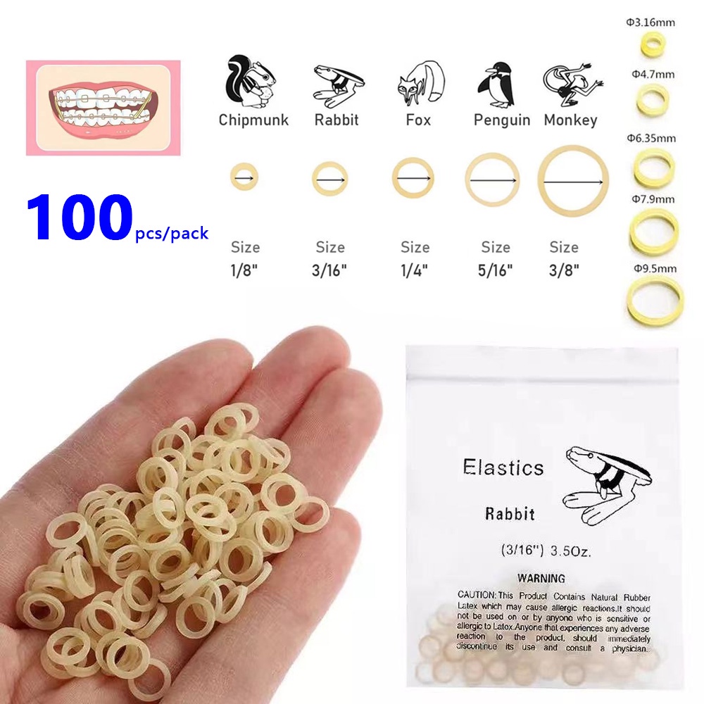 【in stock】100pc Dental rubber band 5 Sizes For Choice Dentist Products Dental Orthodontic Rubber ...