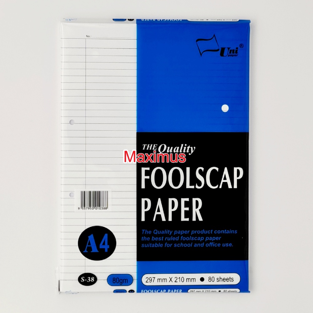 Uni Paper Foolscap Paper A4 80gsm 80's (Broad/Narrow Line) | Shopee ...