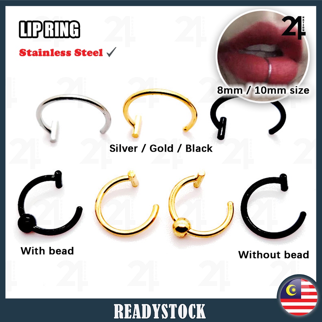 2pcs LIP RING lip piercing FASHION stainless hip hop cincin bibir, kuku ...